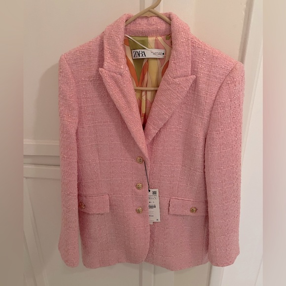 Zara | Jackets & Coats | Zara Pink Blazer | Poshmark